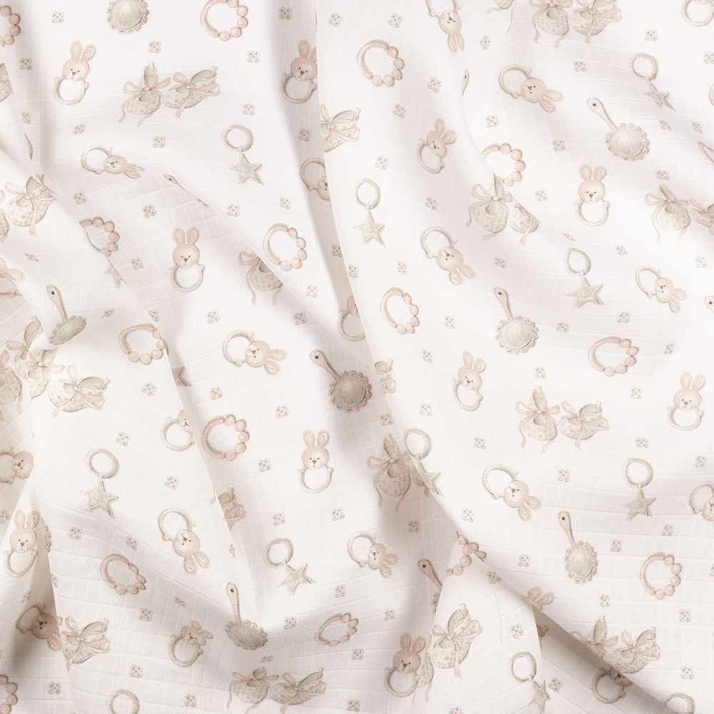 Fabric doggie bag IC008 Muslin Baby Rattle White / Pink Softened - 100% ...