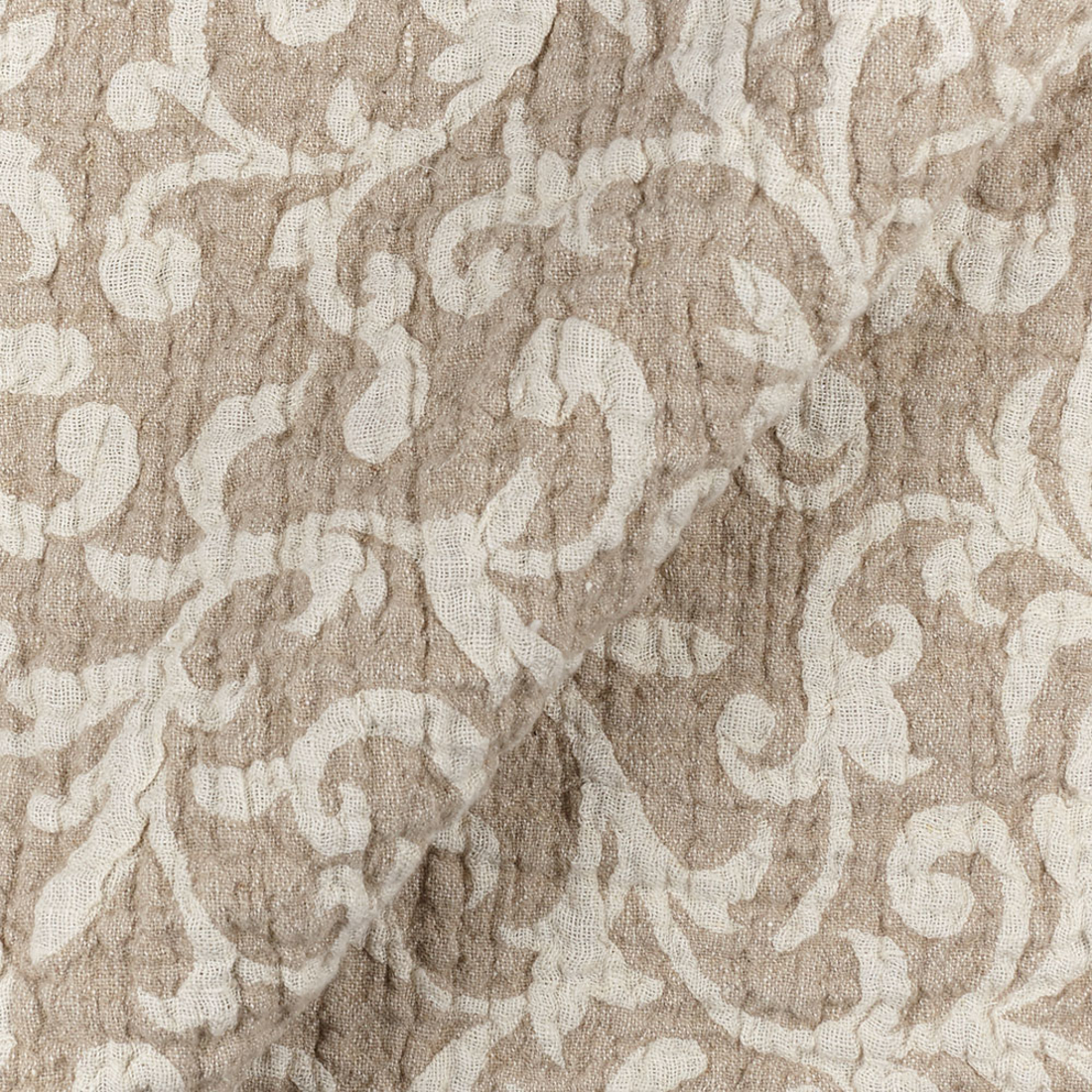 Fabric IL002 100% Linen fabric IVORY-NATURAL - SCROLLS