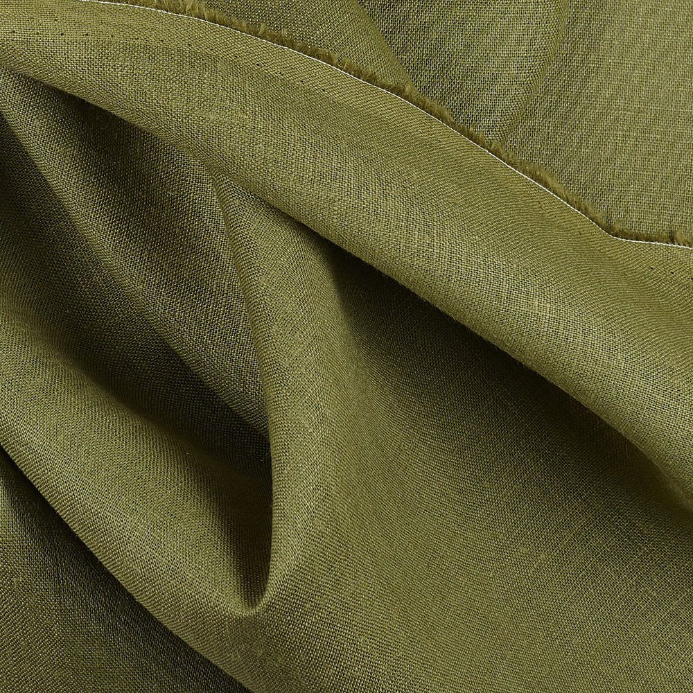 Fabric IL019 100% Linen fabric LODEN GREEN Softened