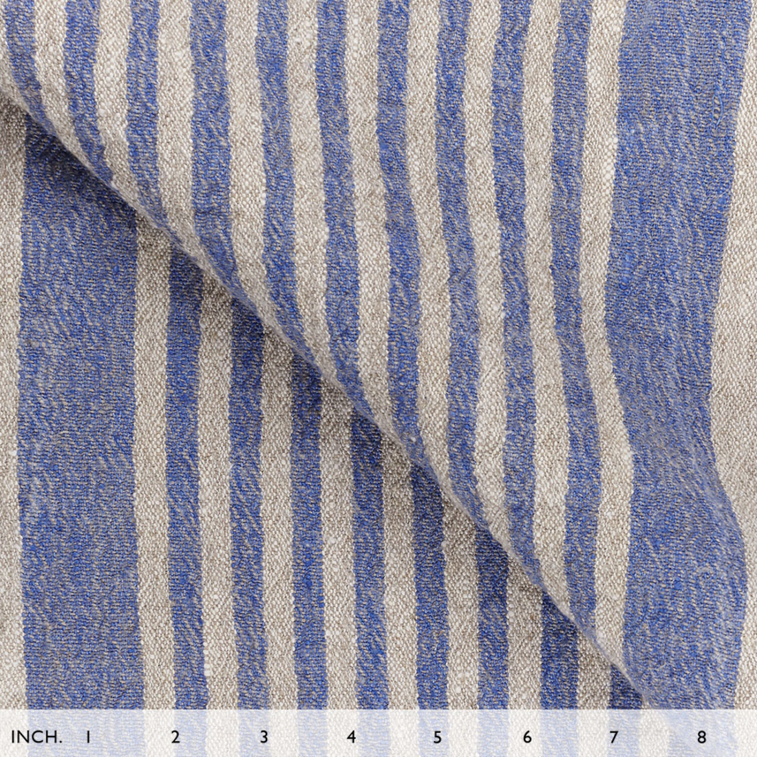 Fabric IL073 100% Linen fabric - 840 BLUE THIN STRIPE
