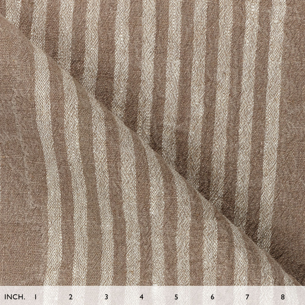 Fabric IL073 100% Linen fabric - 846 BROWN THIN STRIP