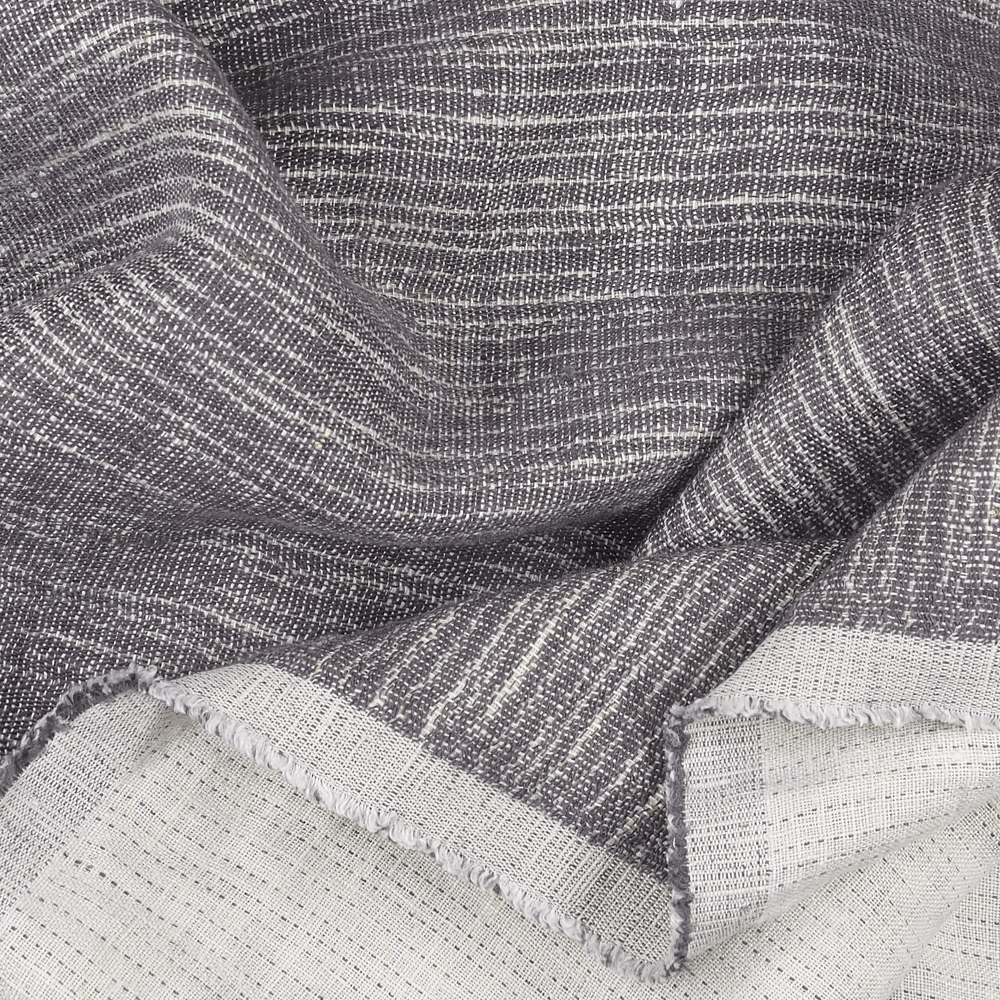 Fabric IL097 100% Linen fabric ASPHALT / WHITE - BREEZE FS Signature Finish